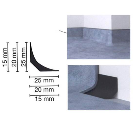 Hulkillist myk PVC gulv/vegg overgang 25 x 25mm 2,5m sort (HK2525) - IBG