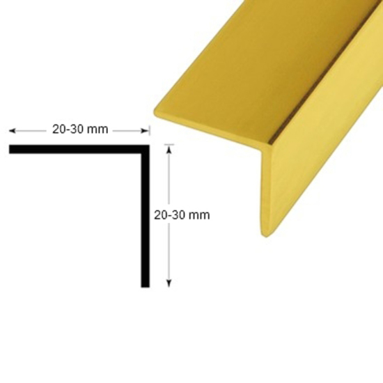 Vinkellist 20 x 20mm polert messing bor 2,7m (2020MB) - IBG