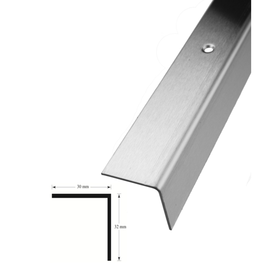 Vinkellist 30 x 32mm rustfri borret 2m (3032RS) - IBG